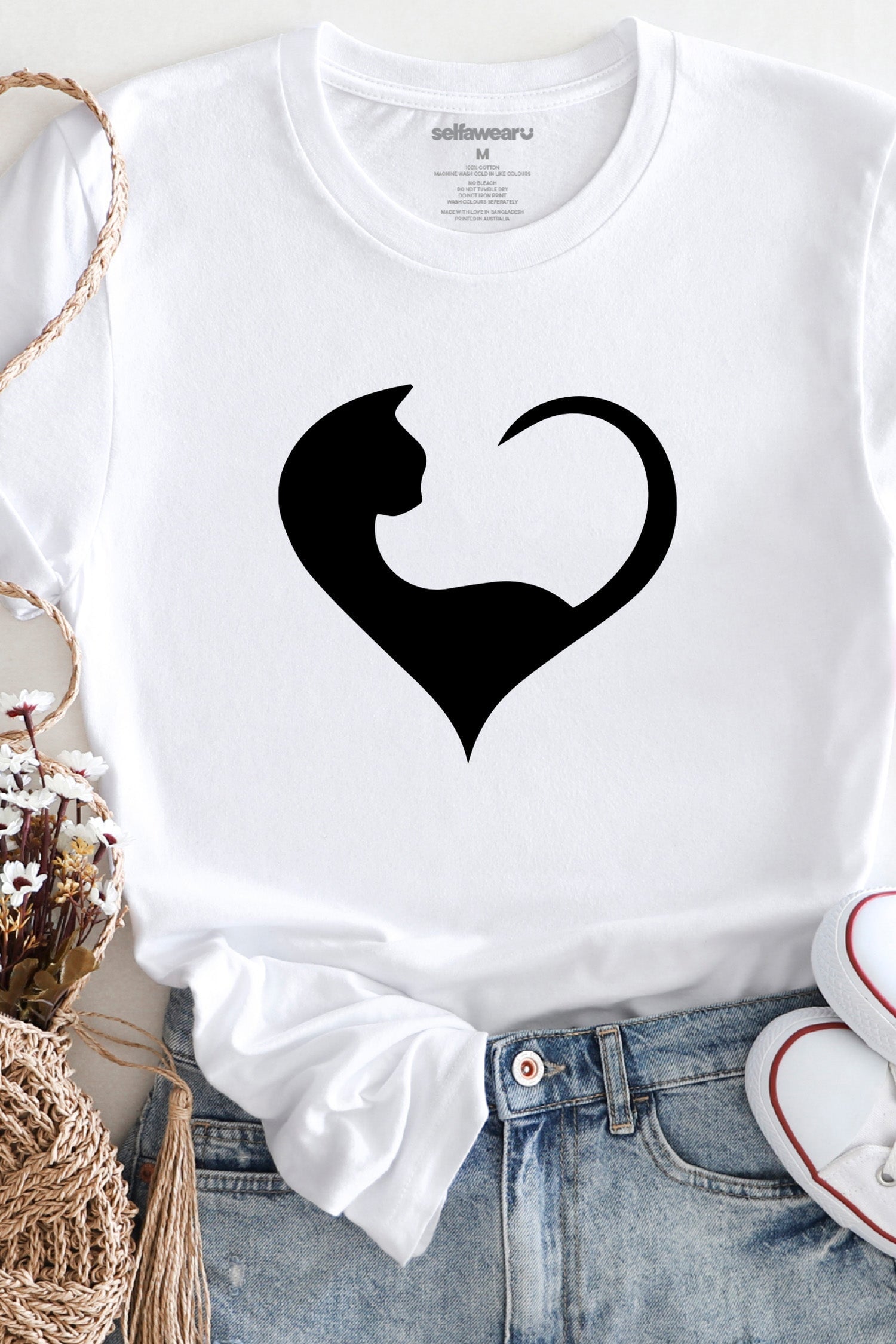 Cat Love T-Shirt White | Selfawear®