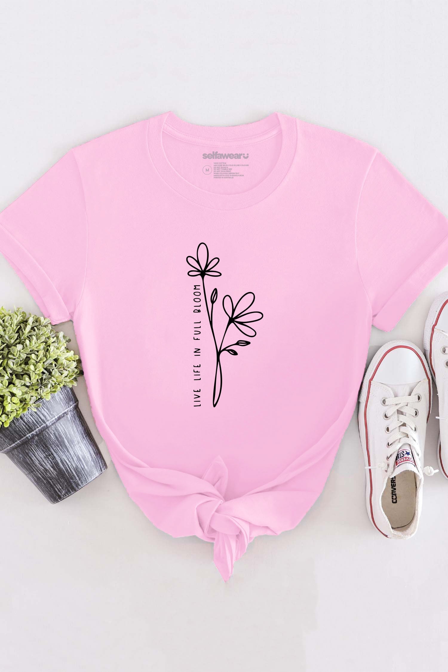 Live In Bloom T-Shirt Pink | Selfawear®