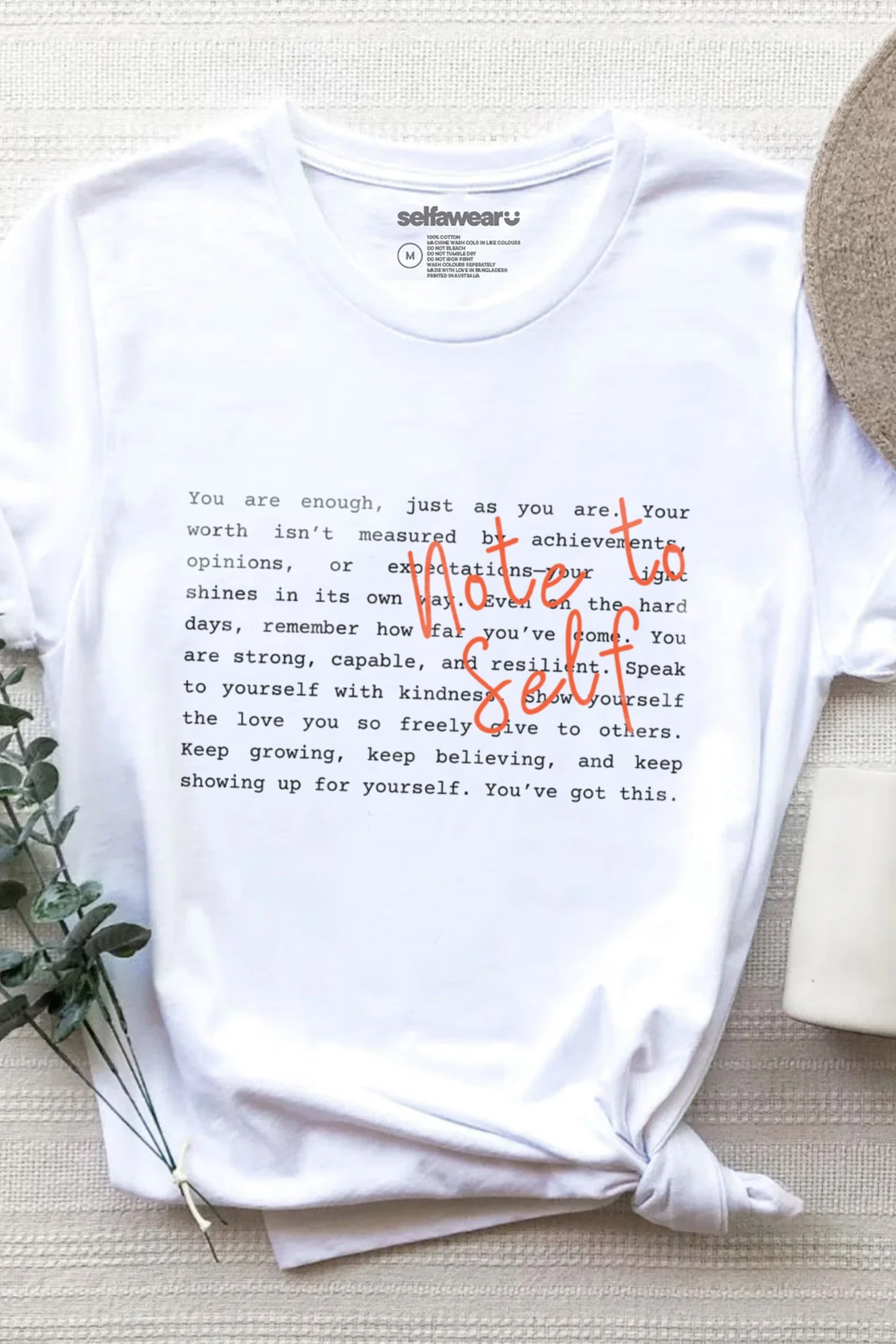 Note to Self T-Shirt White – Selfawear