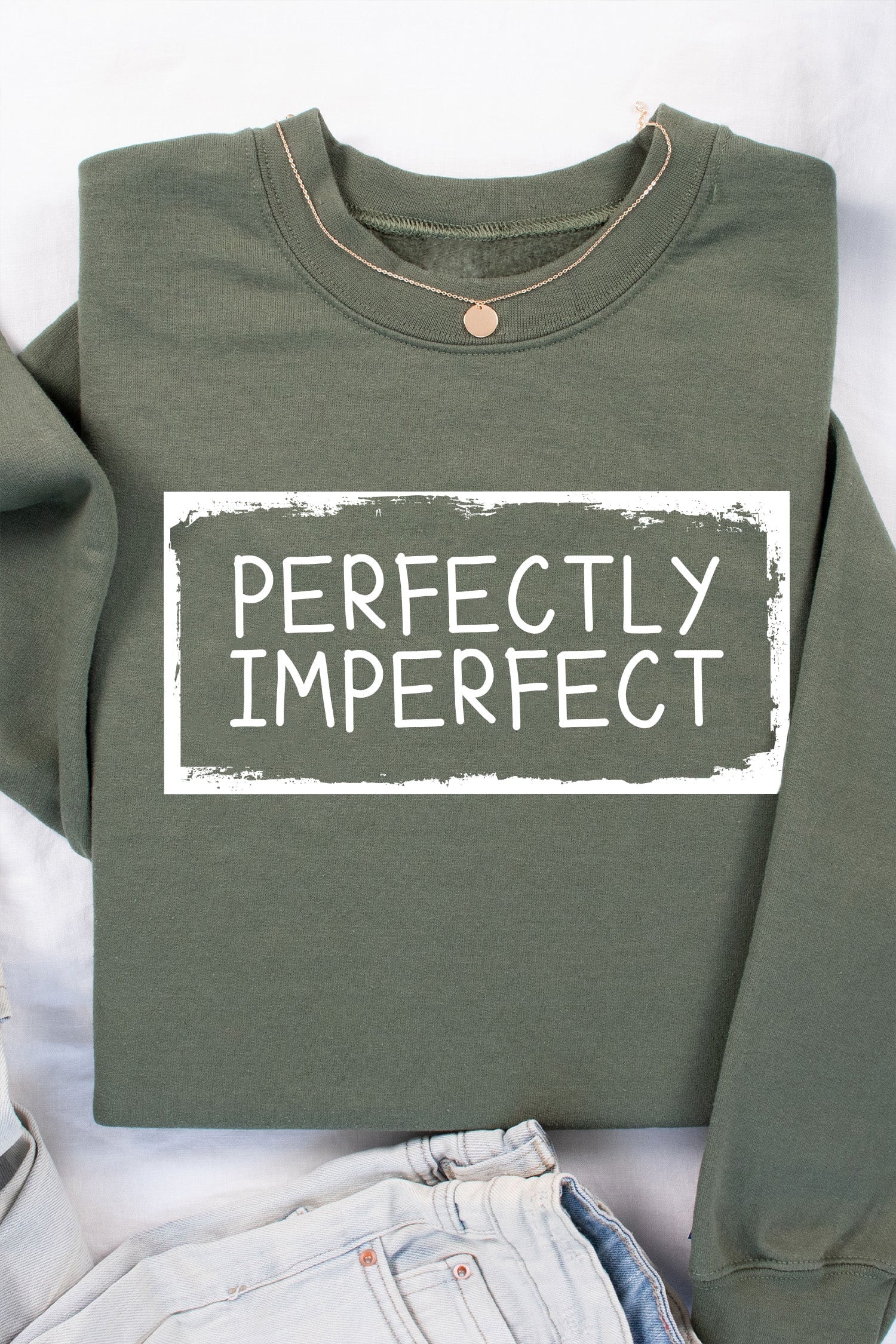 Perfectly Imperfect Sweatshirt Olive | Selfawear®